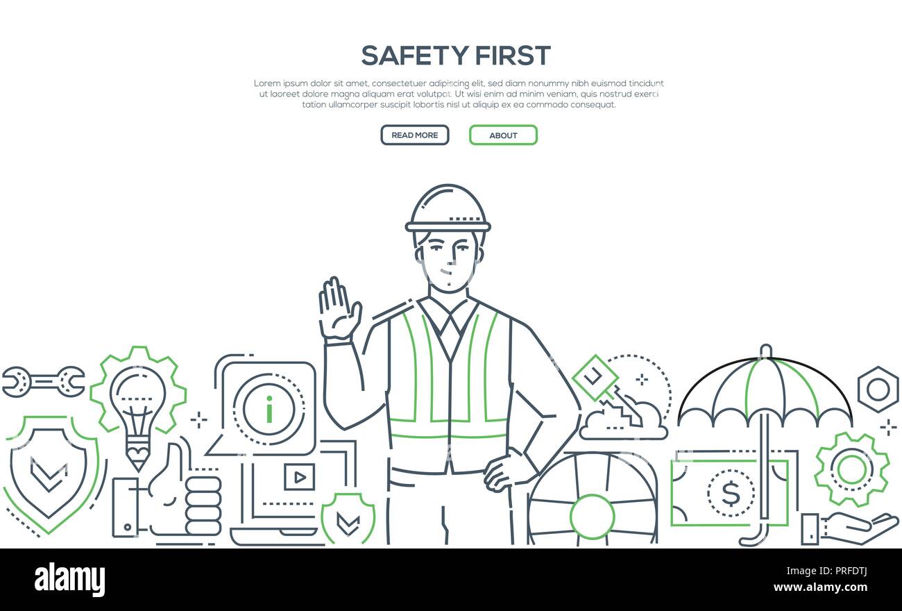 Safety first - modern line design style banner Stock Vector Image & Art ...