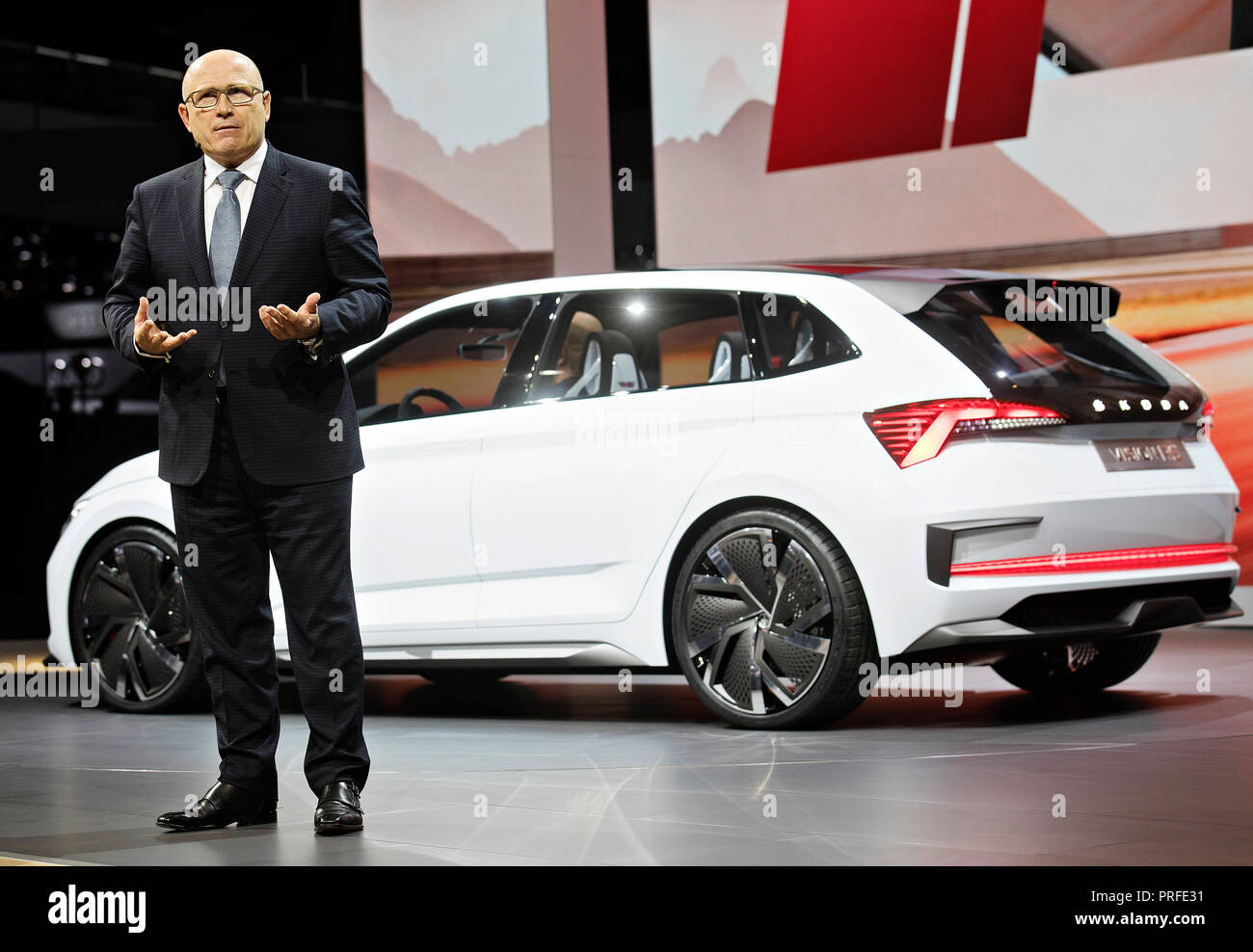 CEO of Czech car maker Skoda Auto Bernhard Maier presents new concept ...