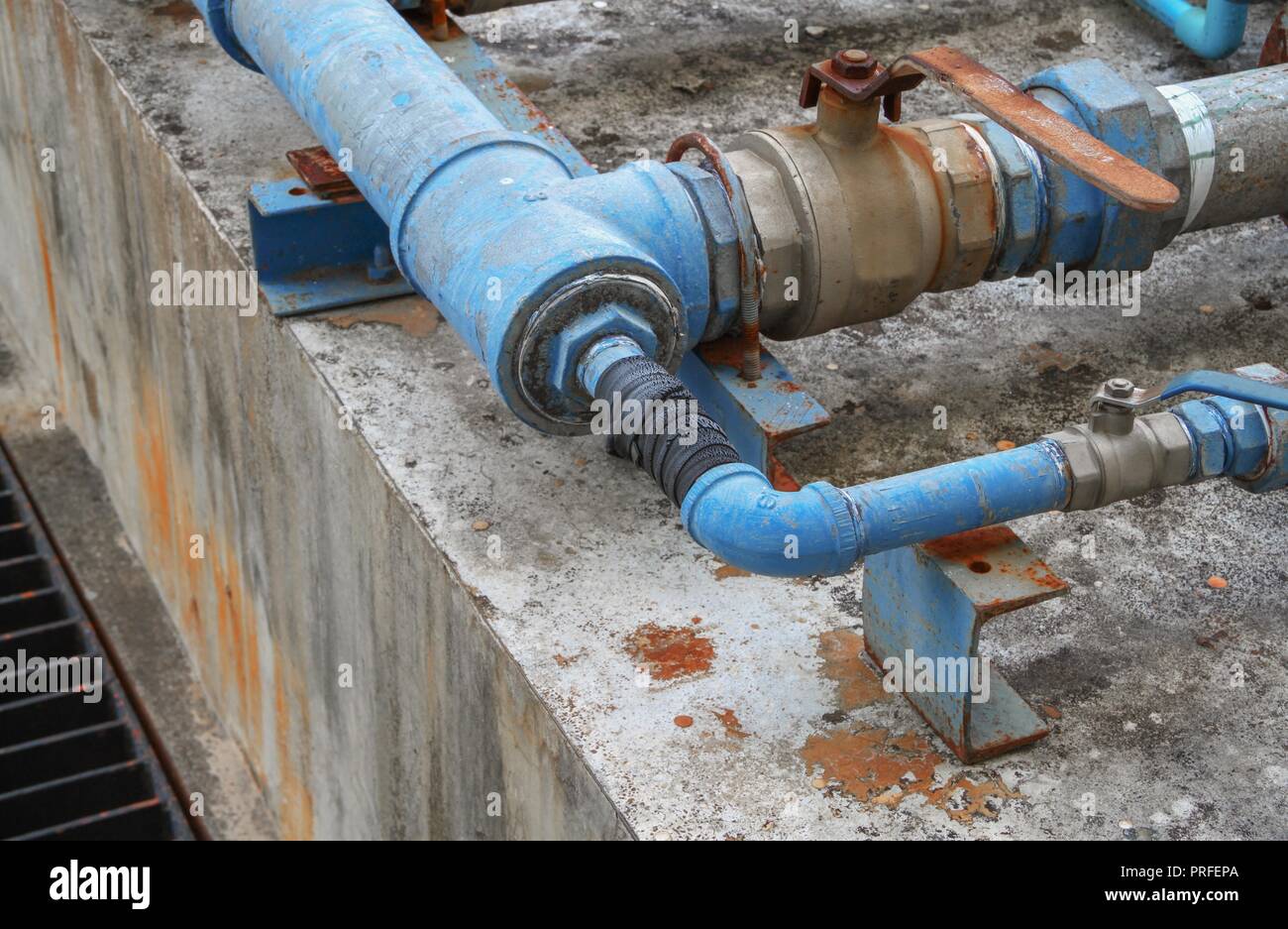 water valve plumbing joint , steel rust industrial old tap pipe Stock ...