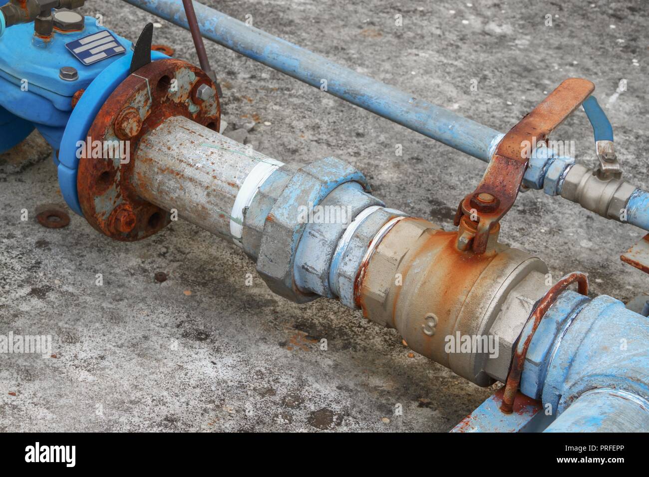 water valve plumbing joint , steel rust industrial old tap pipe Stock ...