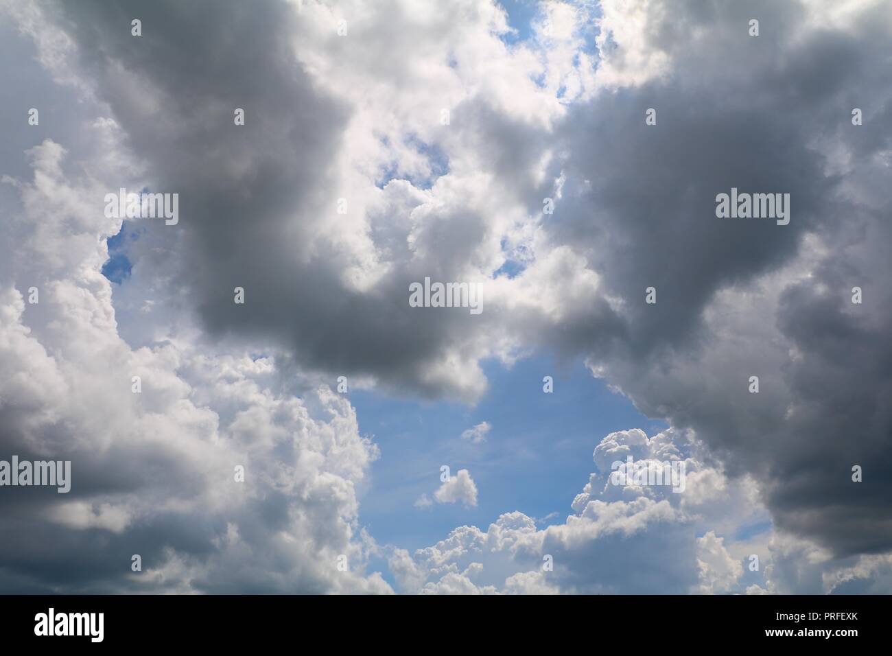 blue sky with big cloud and raincloud, art of nature beautiful Stock ...