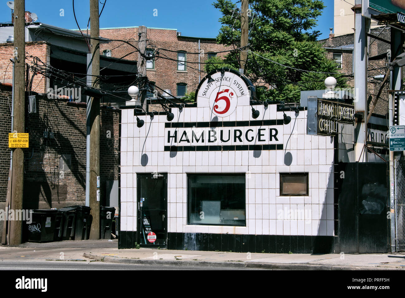 Small hamburger booth on North Ashland Avenue, Wicker Park, Chicago ...