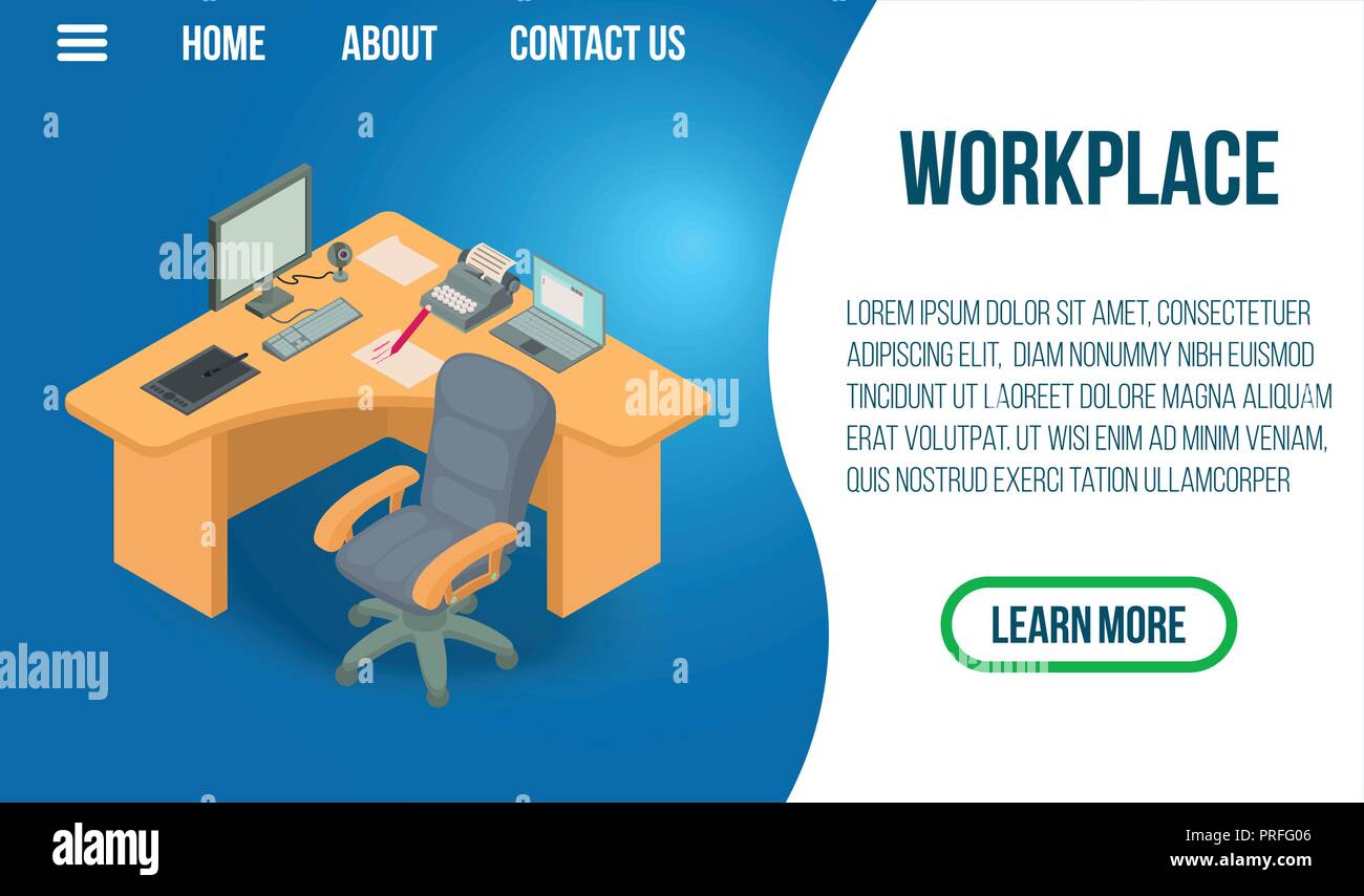 Workplace concept banner, isometric style Stock Vector Image & Art - Alamy