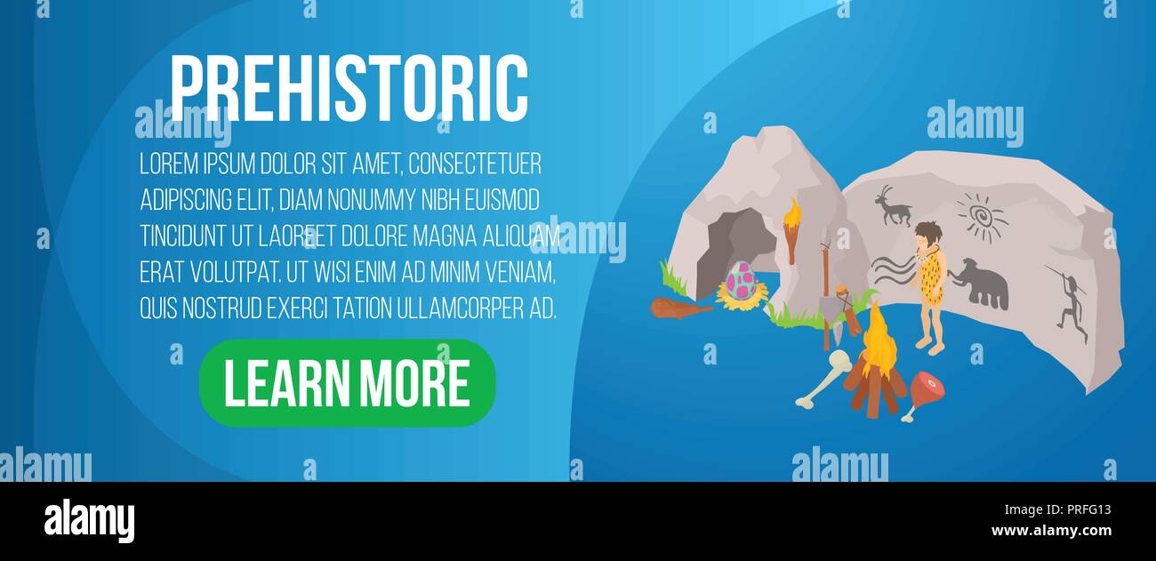 Prehistoric concept banner, isometric style Stock Vector Image & Art ...