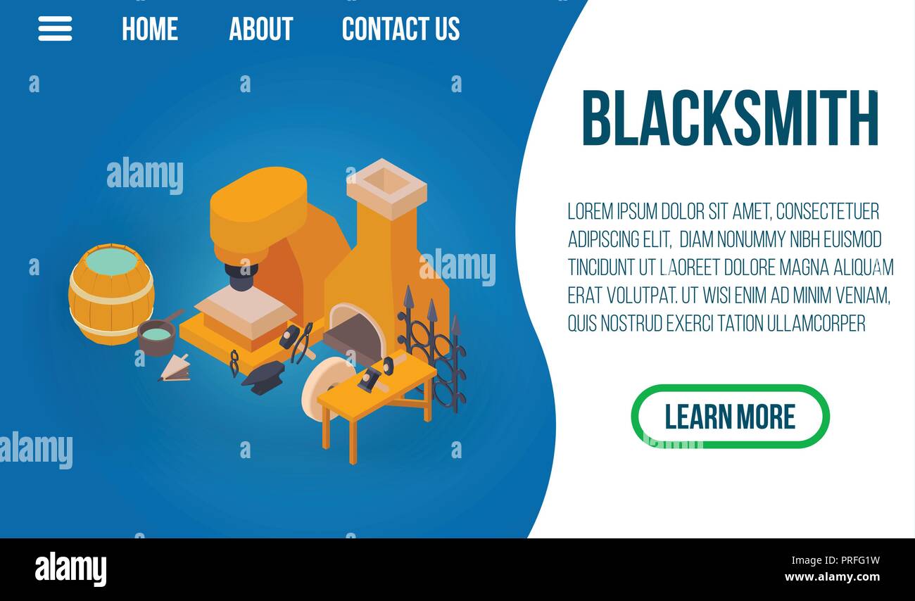 Blacksmithing concept banner, isometric style Stock Vector Image & Art ...