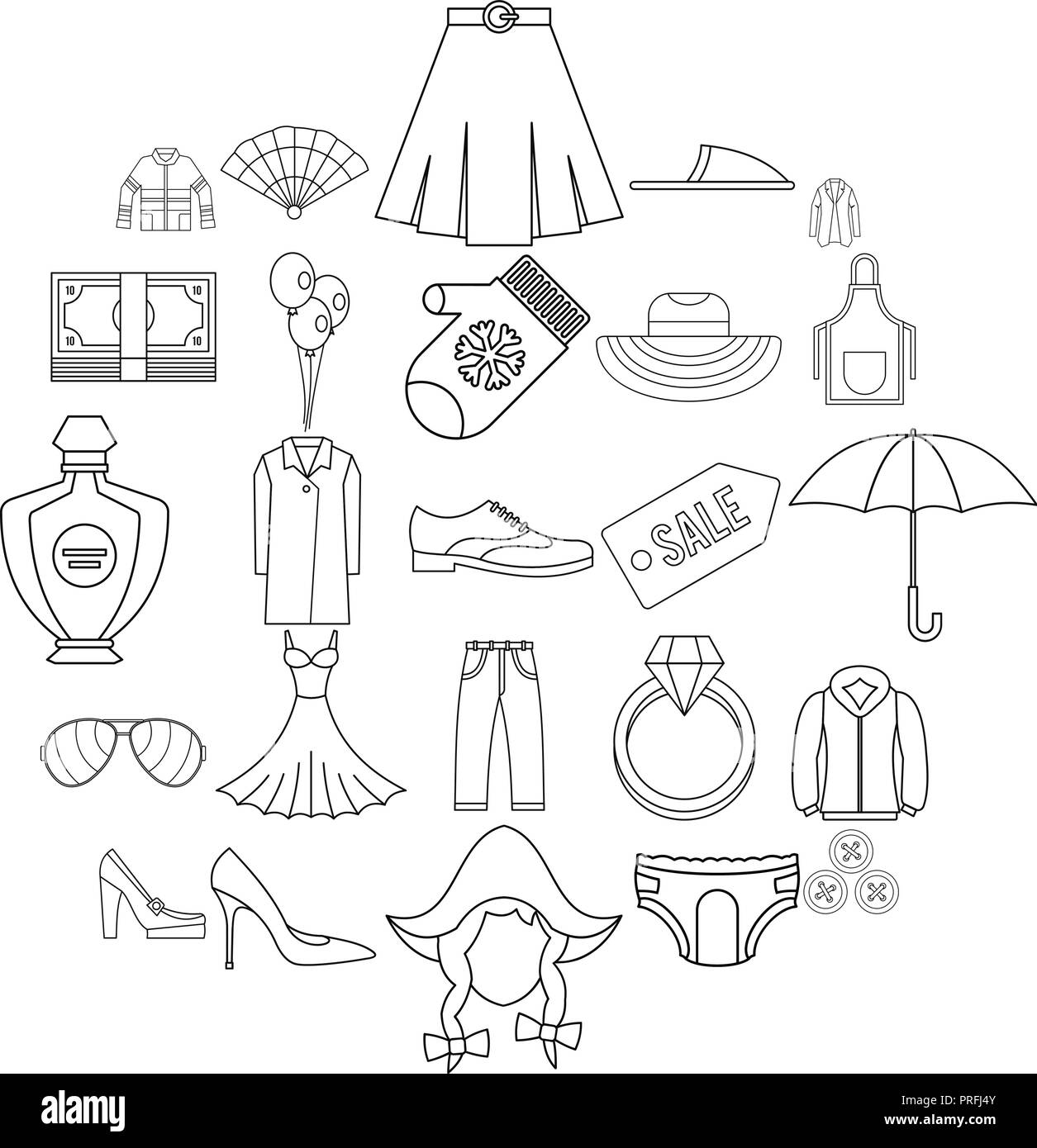 Evening dress icons set, outline style Stock Vector Image & Art - Alamy