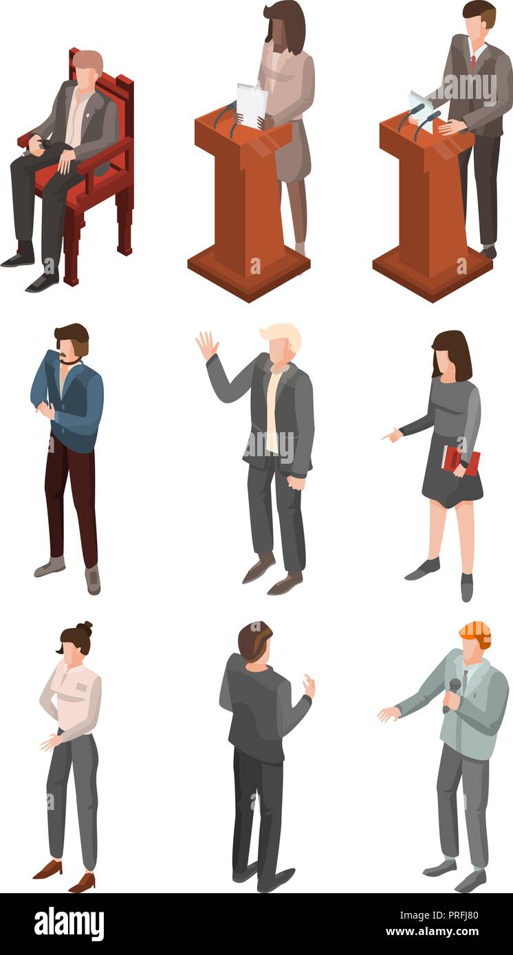 Political conference icon set, isometric style Stock Vector Image & Art ...