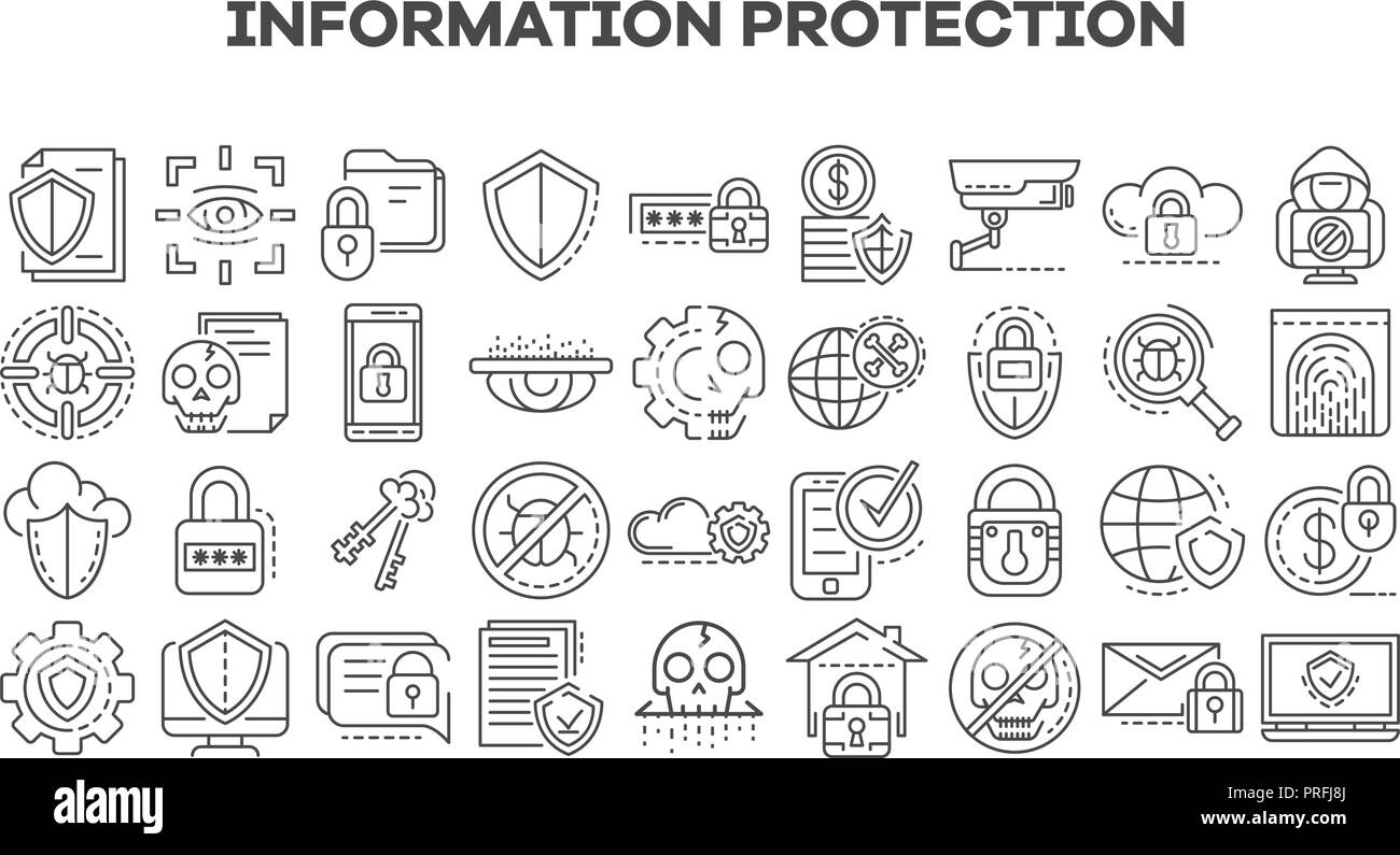 Computer security icon set, outline style Stock Vector Image & Art - Alamy