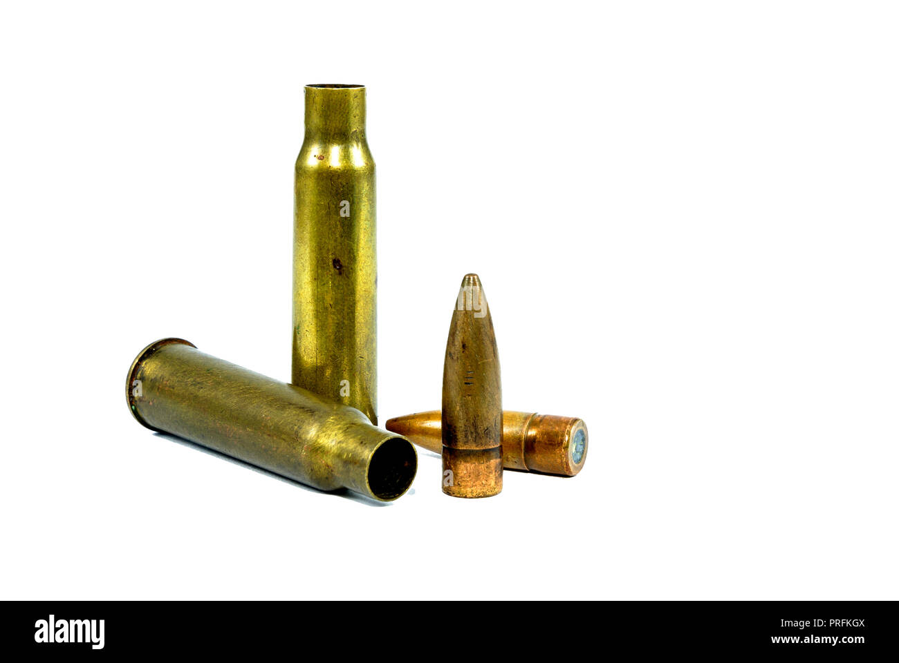 The ammunition was used. There is a bullet on the ground. Has a white ...