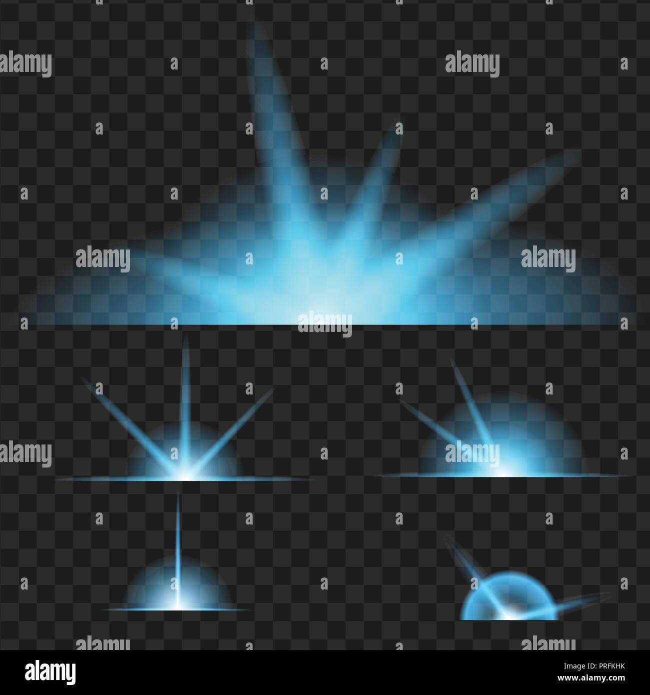 Blue Glowing lights on black transparent background. Vector ...