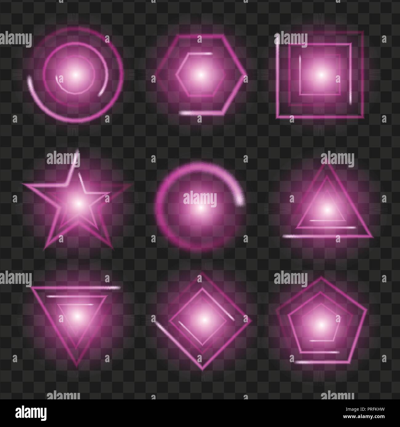 Purple Glowing lights shape on black transparent background. Vector ...