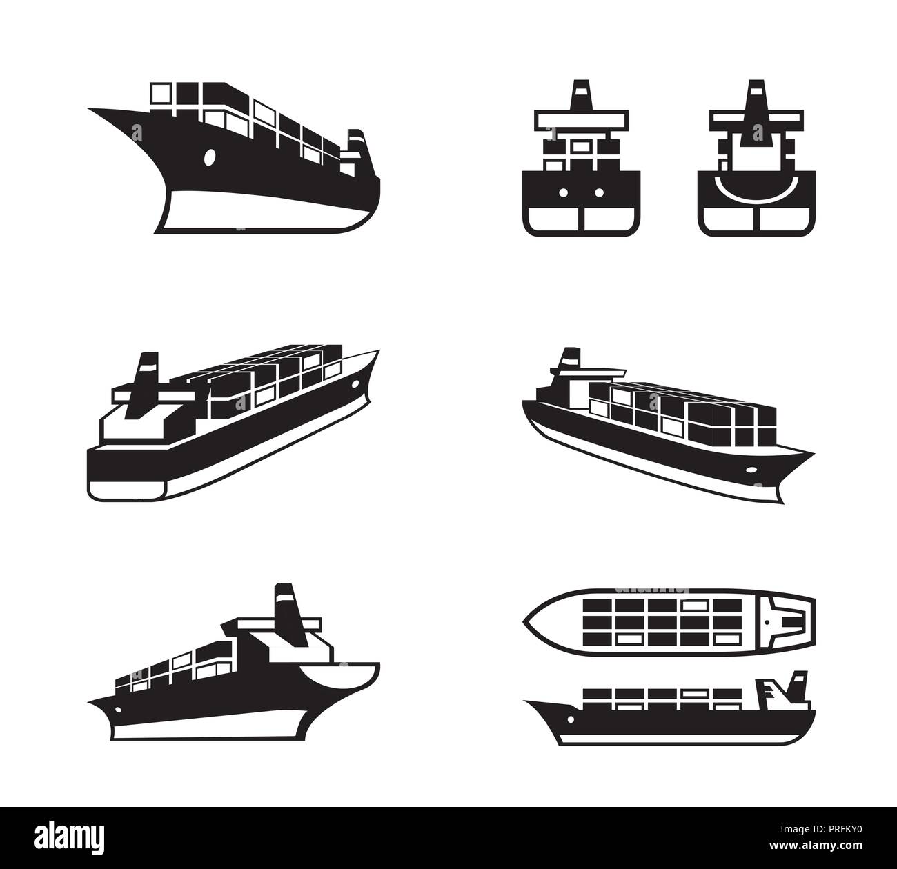 Cargo ship in different perspective - vector illustration Stock Vector ...