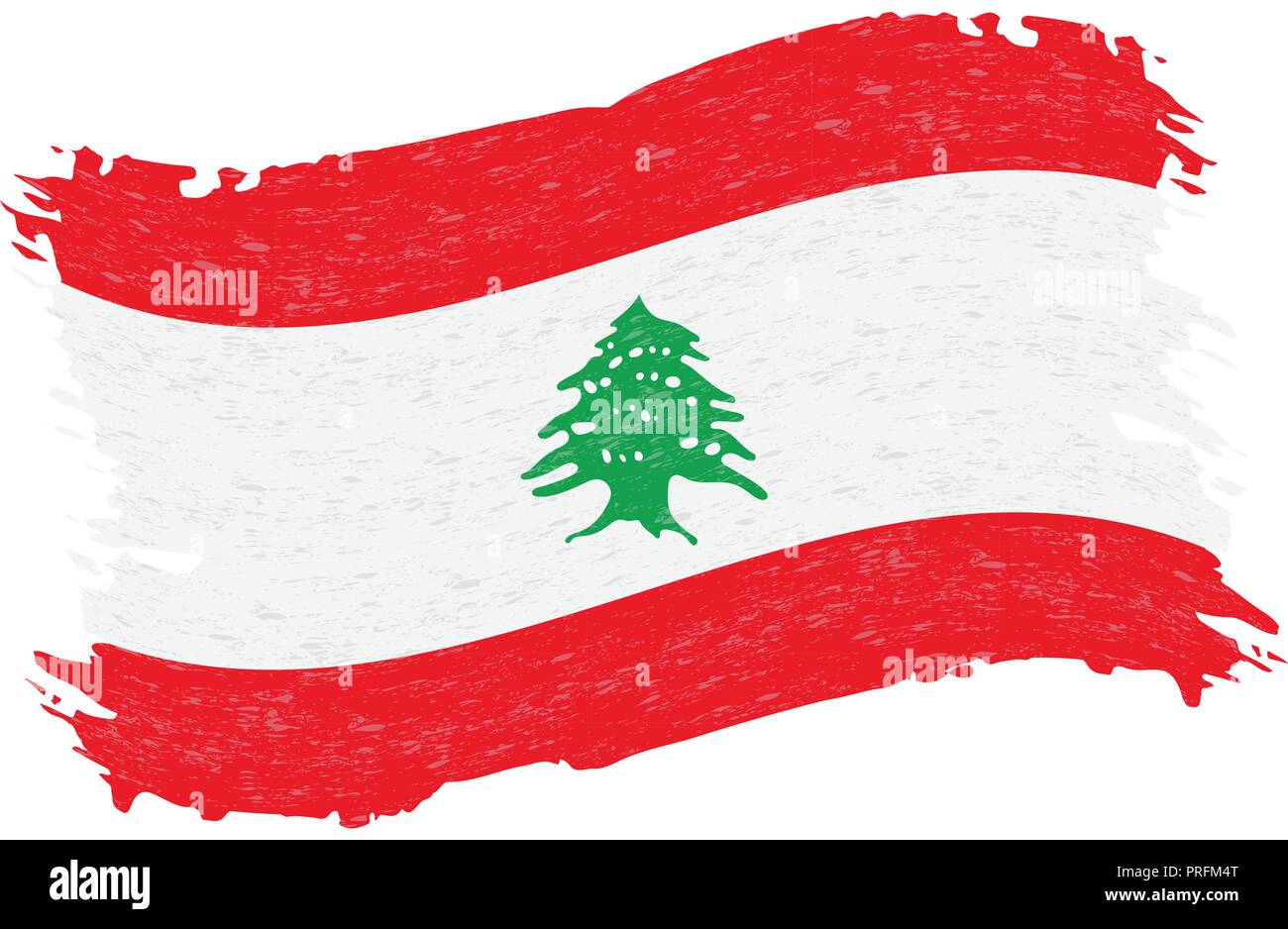 Flag of Lebanon, Grunge Abstract Brush Stroke Isolated On A White ...