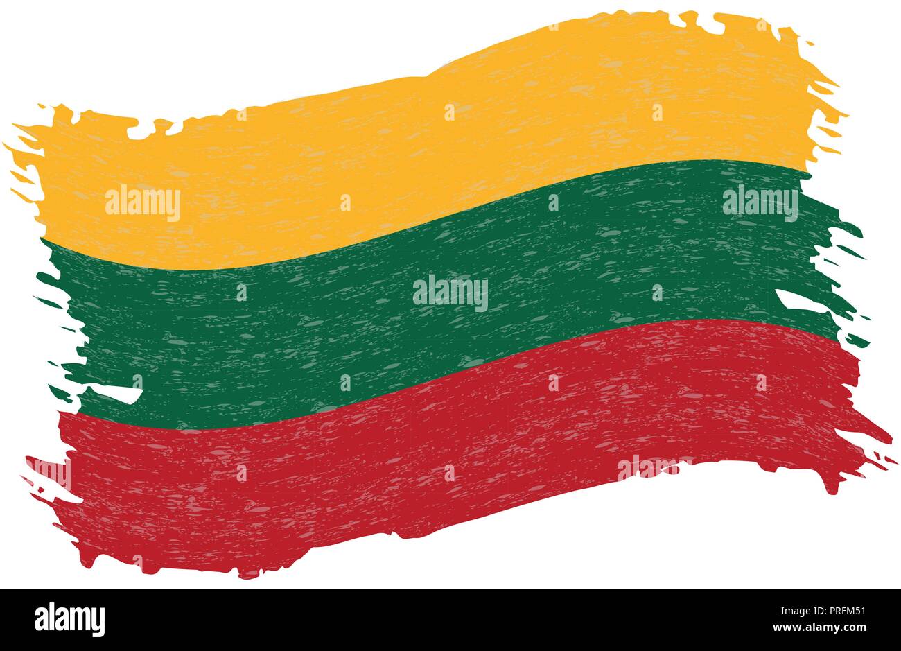 Flag of Lithuania, Grunge Abstract Brush Stroke Isolated On A White ...