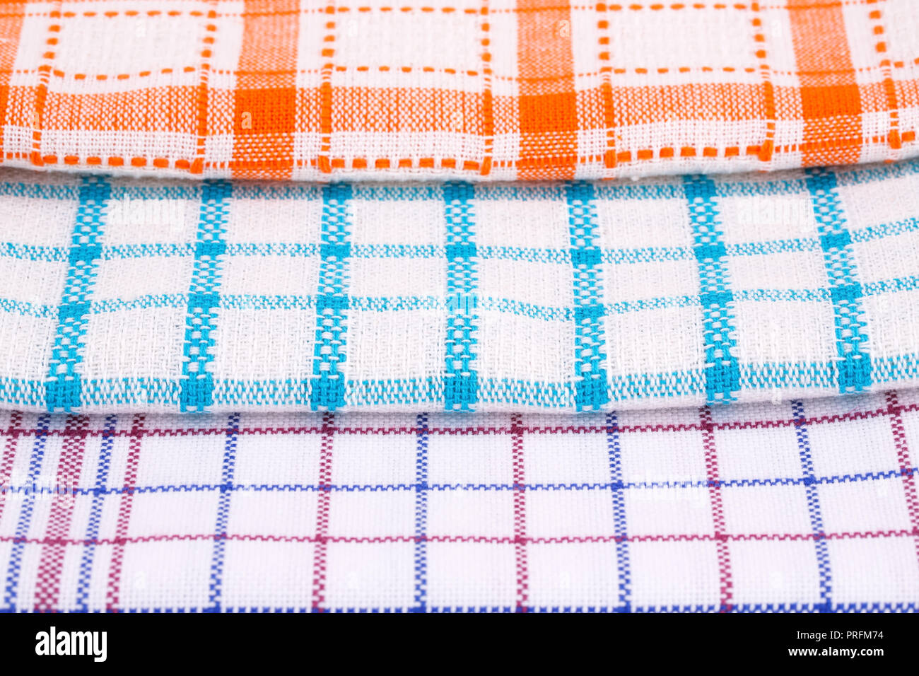 Colorful kitchen towels closeup picture Stock Photo - Alamy