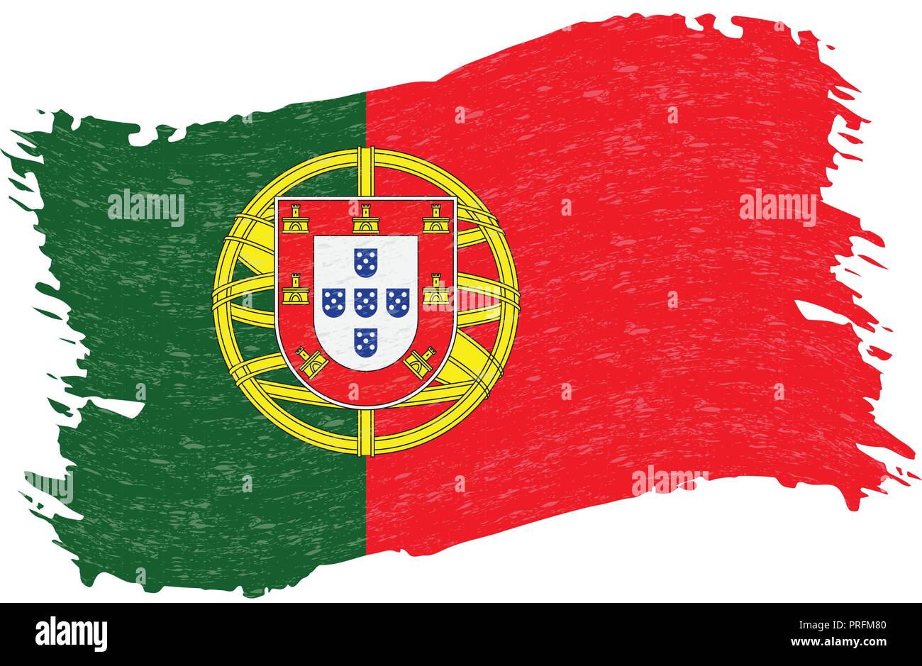 Flag of Portugal, Grunge Abstract Brush Stroke Isolated On A White ...