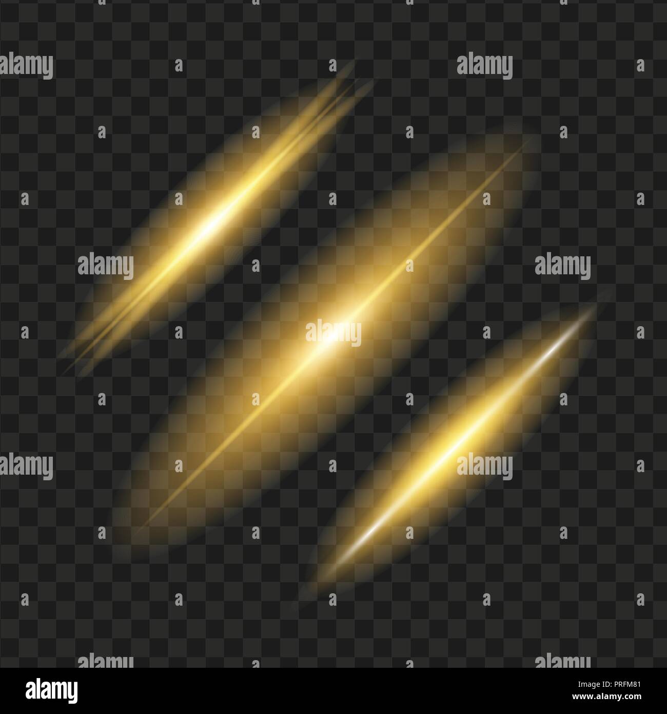 Glowing lights on black transparent background. Vector illustration ...