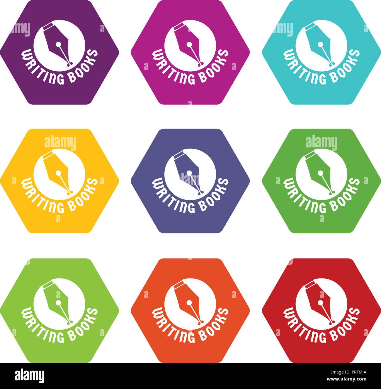 Writing book icons set 9 vector Stock Vector Image & Art - Alamy