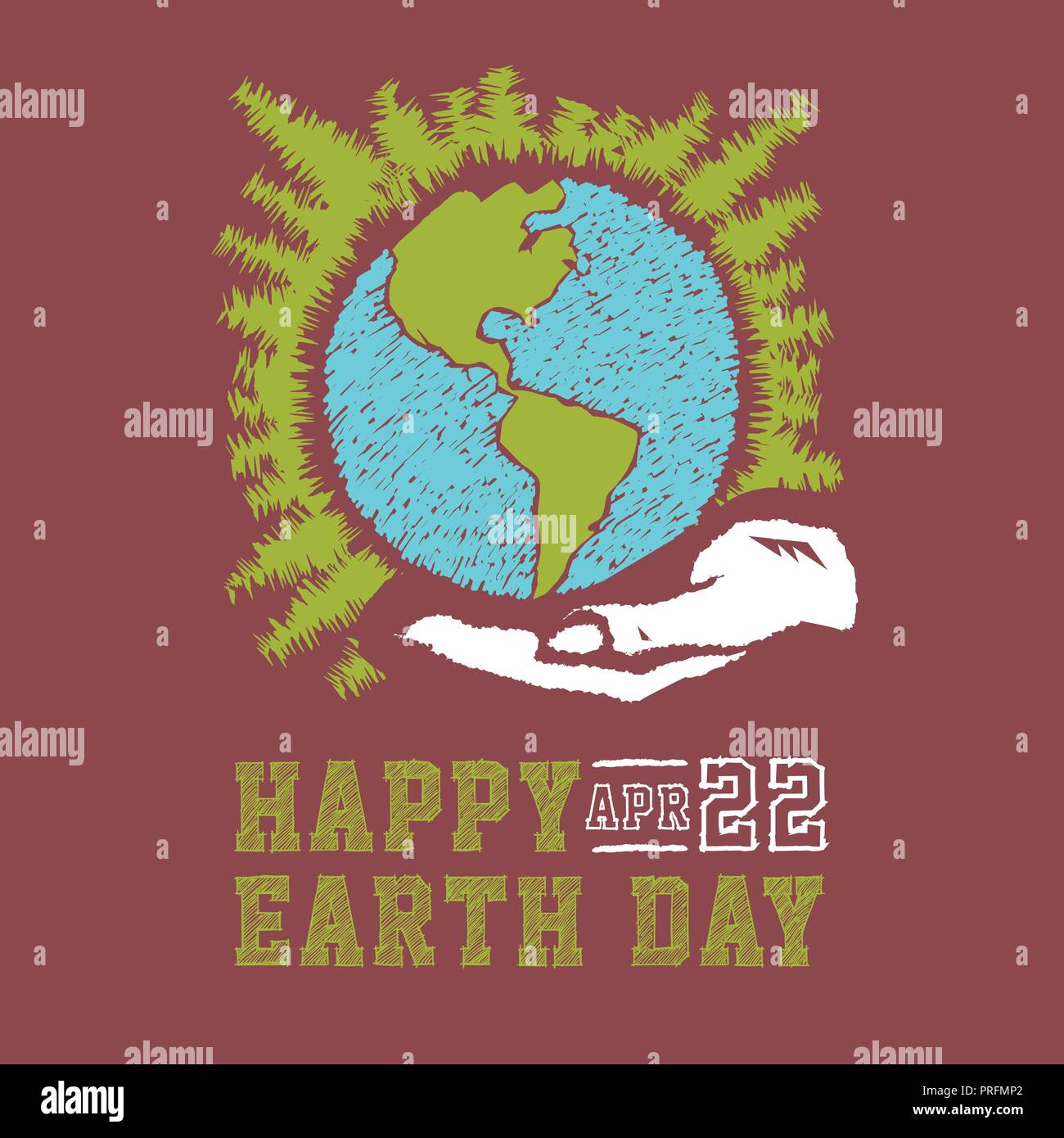 Vector Hand Drawn Earth Day Concept Sketch Human Hands Holding Globe