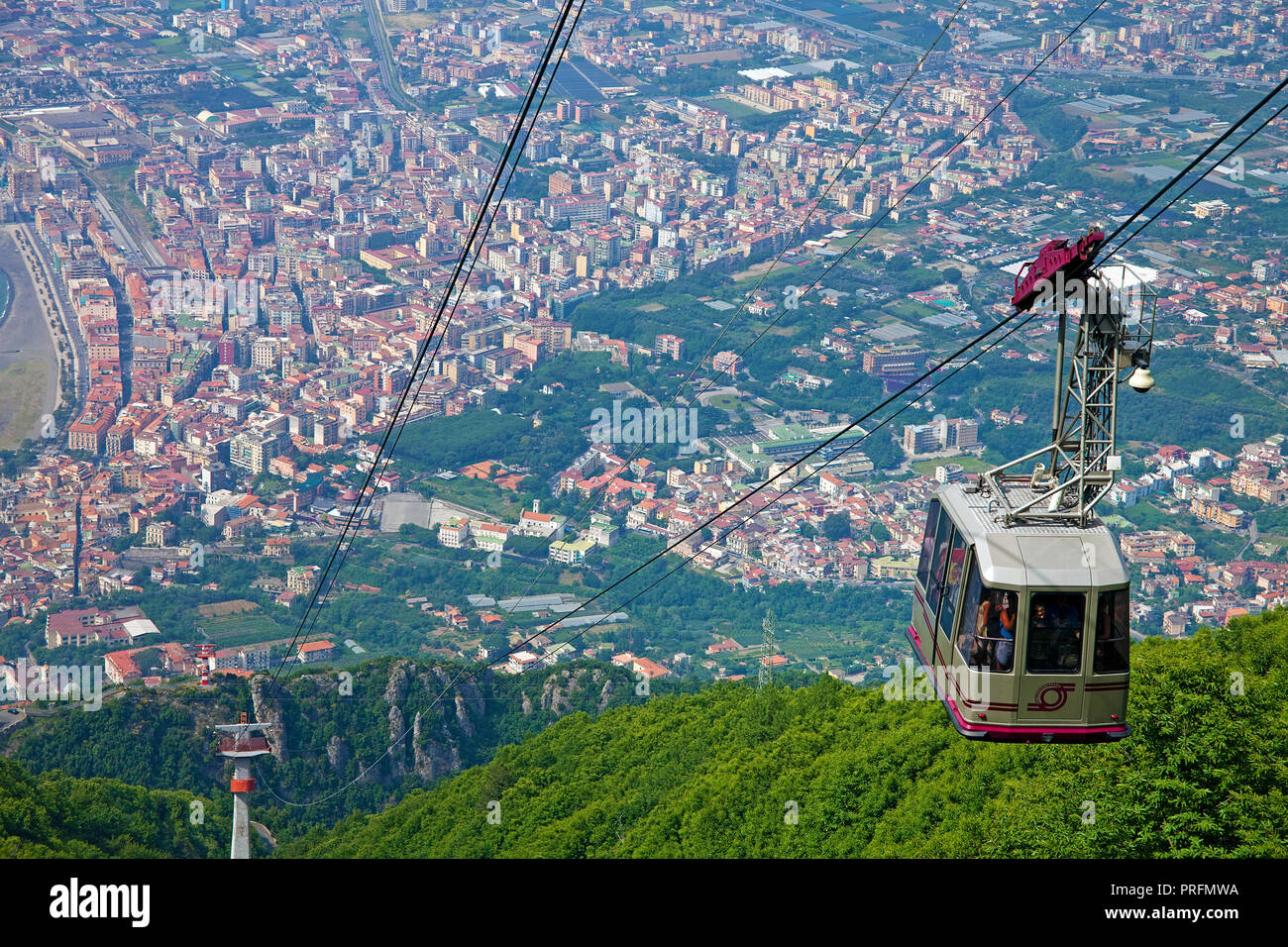 Cable car at Monte Faito, view on Castellammare di Stabia, Peninsula of ...