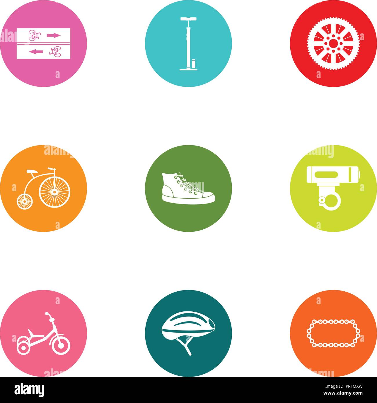 Bicycle road icons set, flat style Stock Vector Image & Art - Alamy