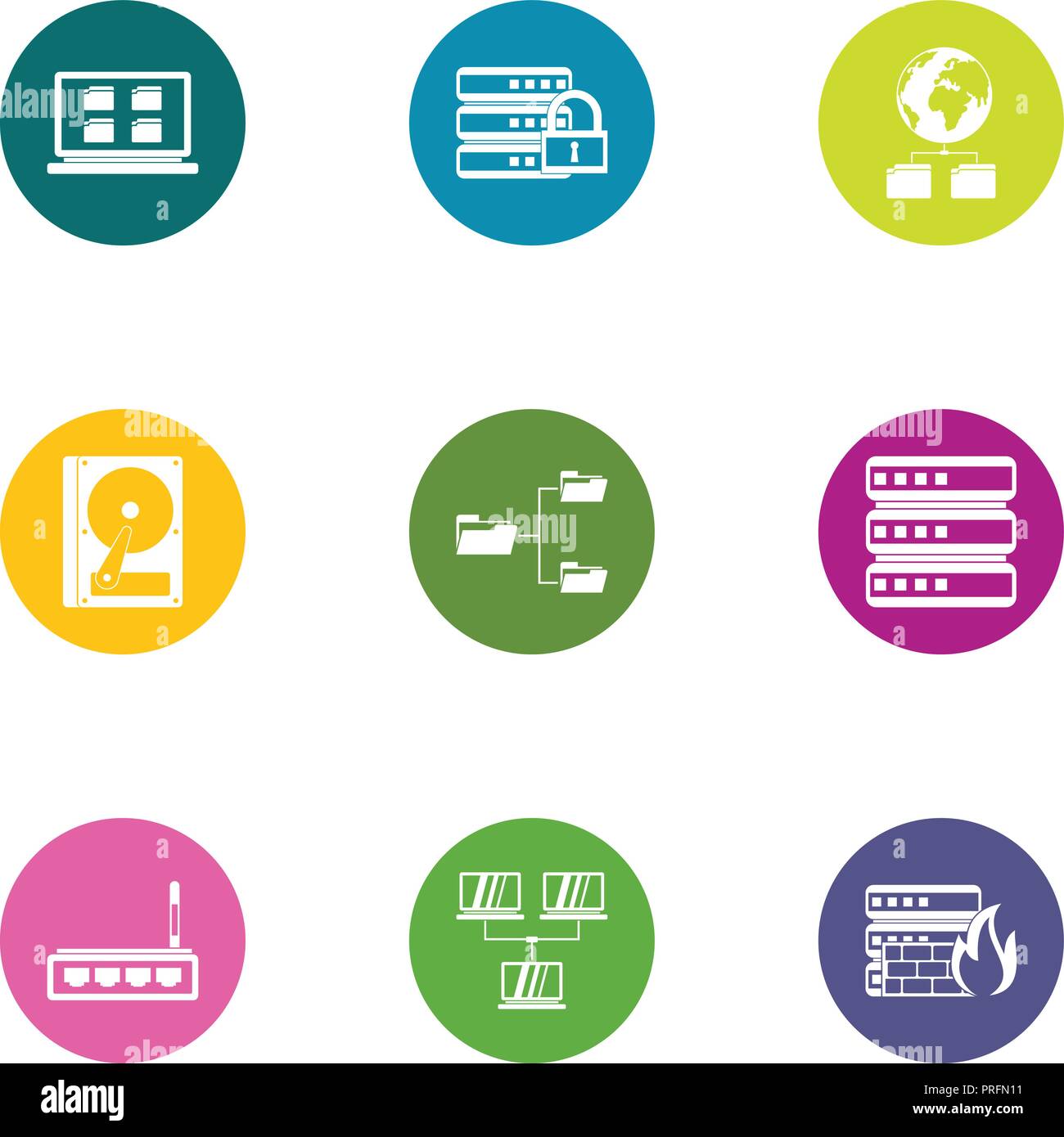 Hot data icons set, flat style Stock Vector Image & Art - Alamy