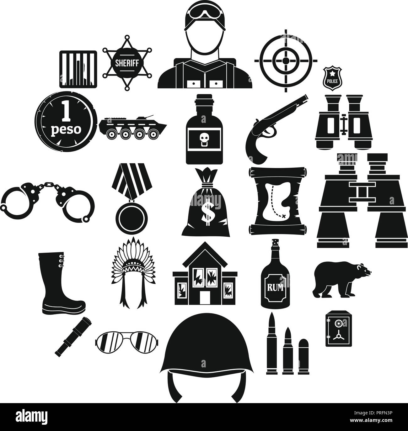 Shot icons set, simple style Stock Vector Image & Art - Alamy