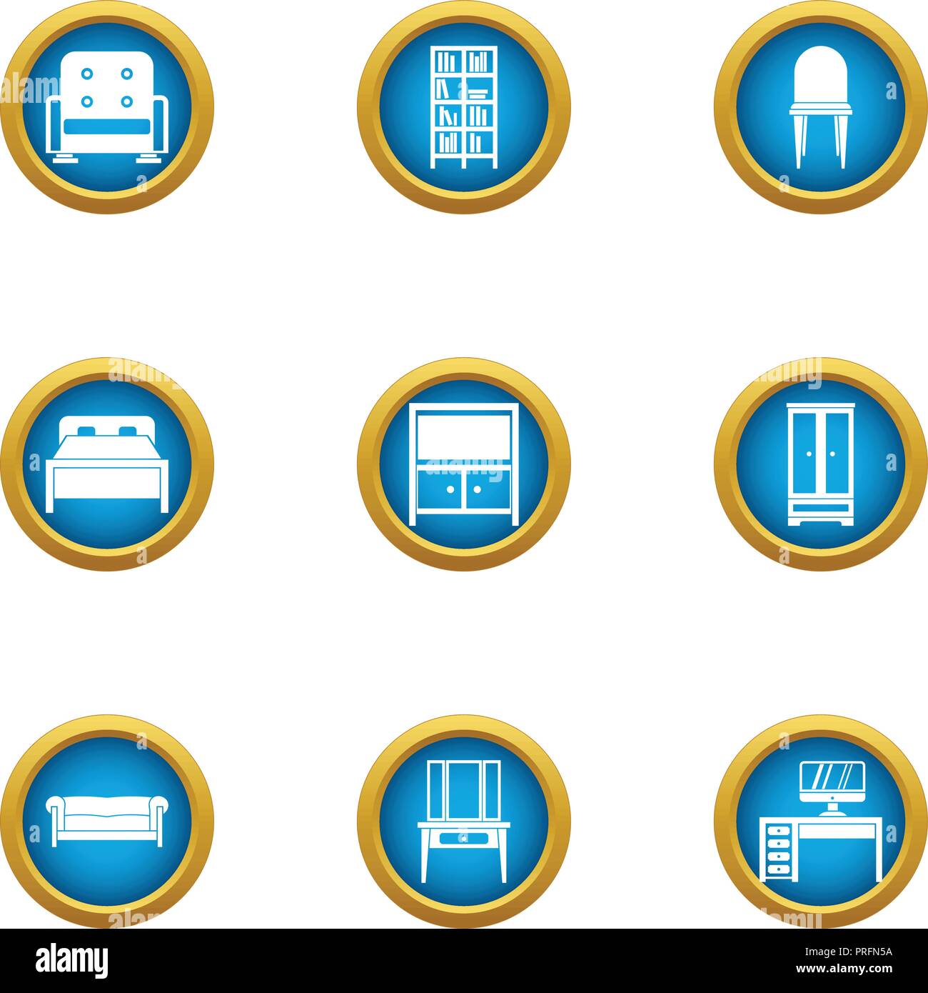 Vintage room icons set, flat style Stock Vector Image & Art - Alamy