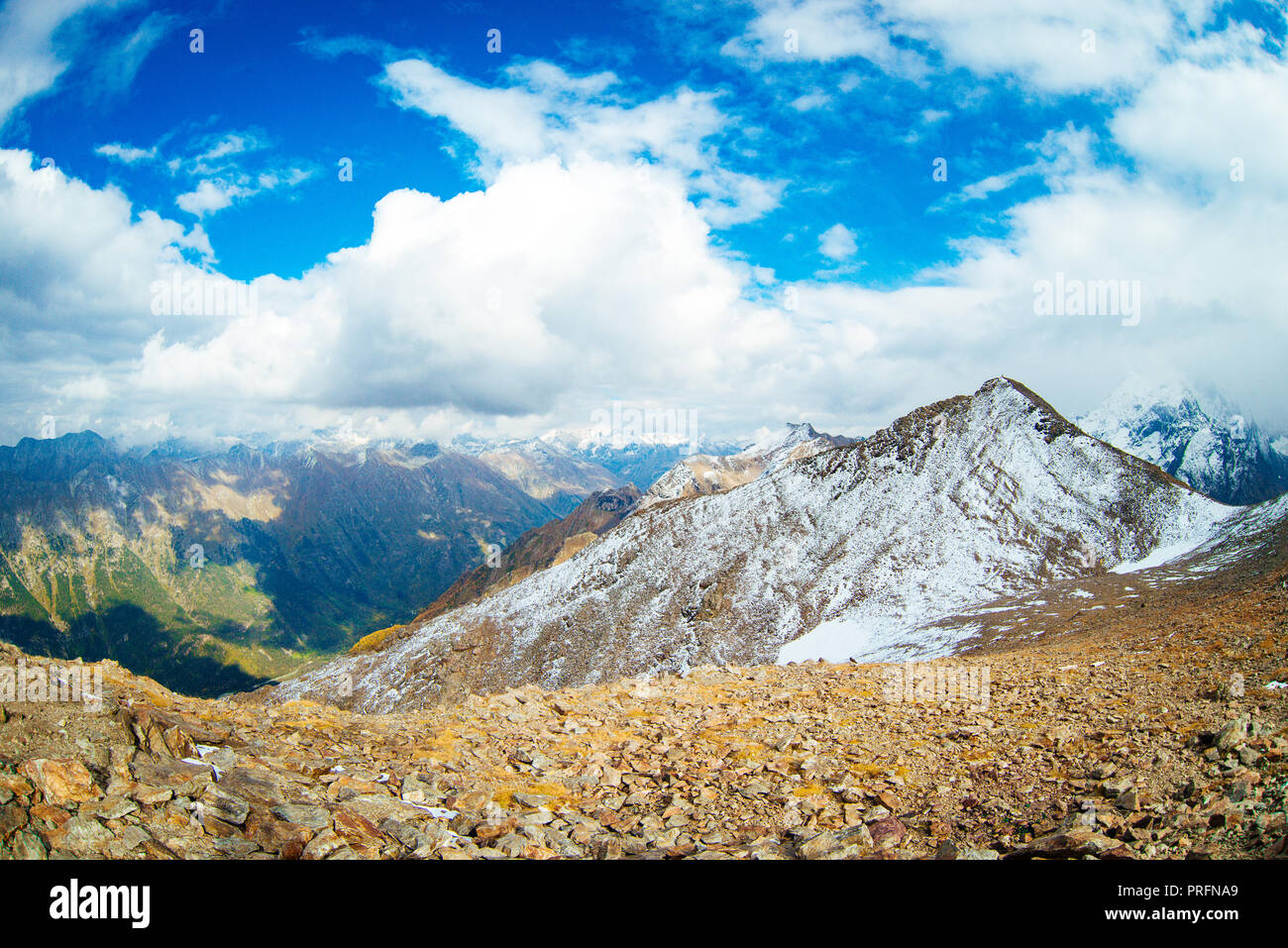 Aerial view from the drone. Summer mountain landscapes of Karachay ...