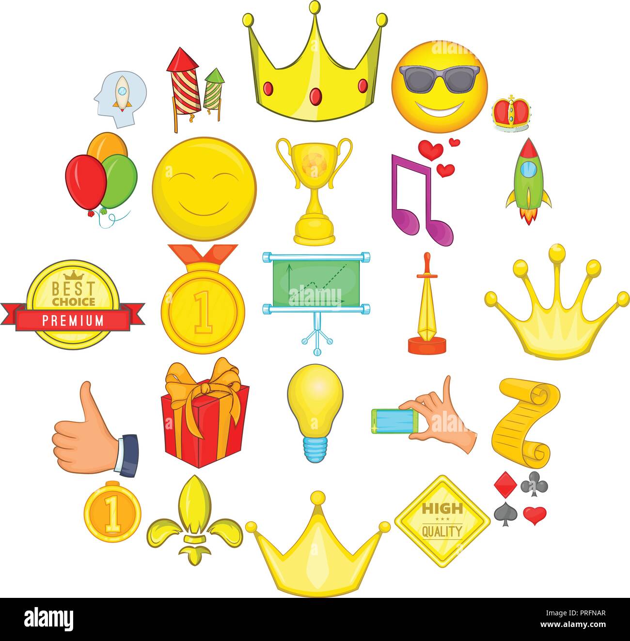 Winning icons set, cartoon style Stock Vector Image & Art - Alamy