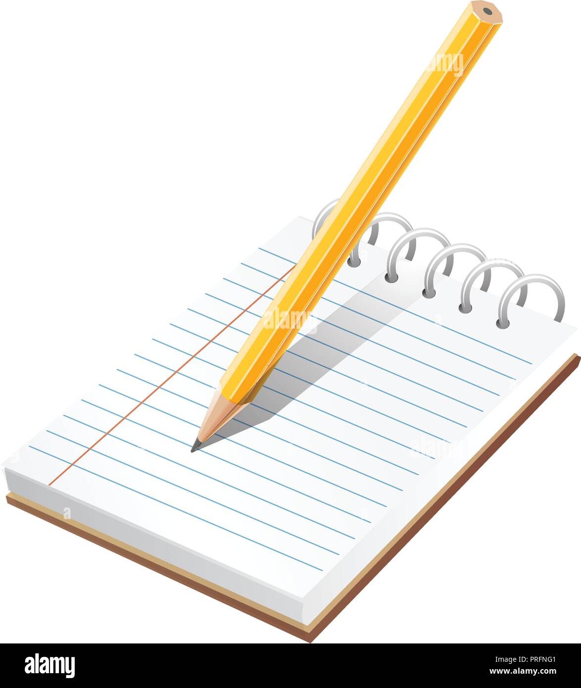 Realistic blank spiral notes and pencil symbol. vector Illustration ...