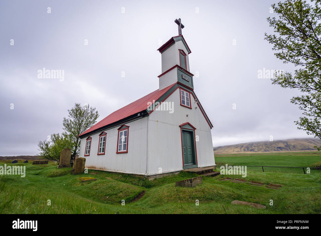 Church in Keldur Turf House museum in south part of Iceland Stock Photo ...