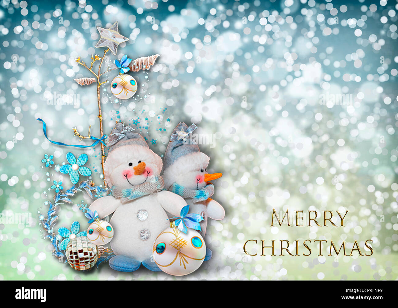 Beautiful Christmas card in vintage style with a picture of a snowman ...