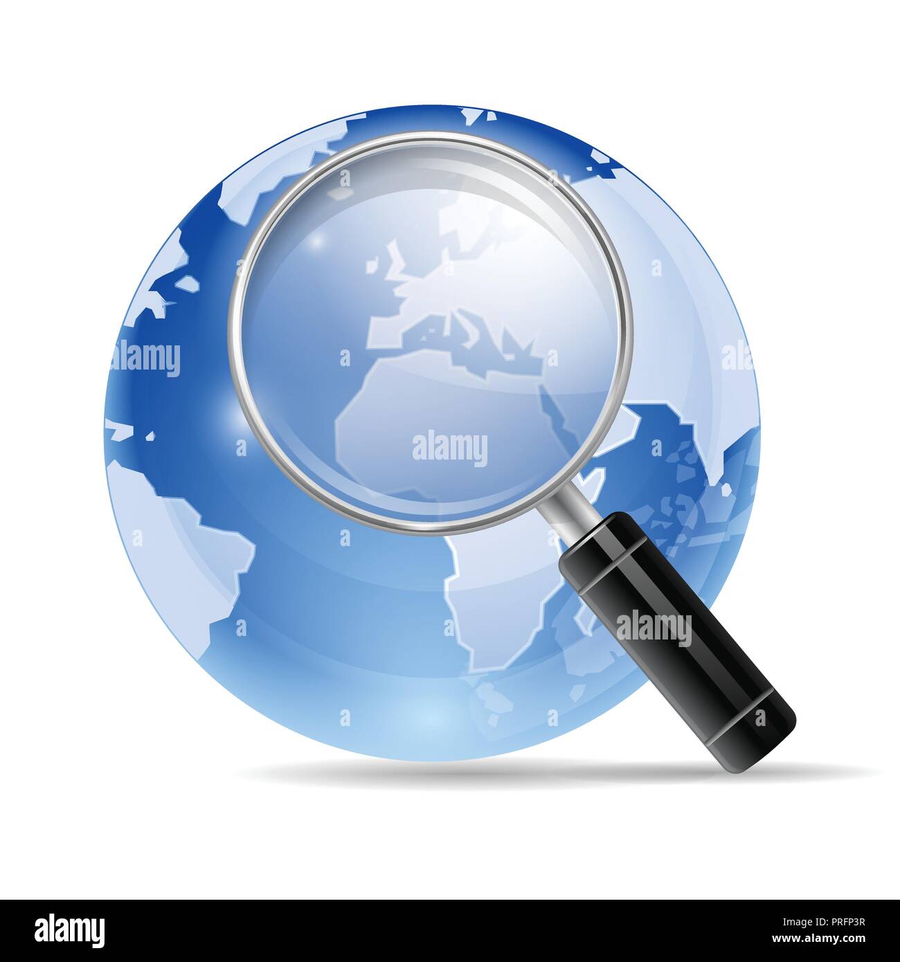 Magnifying glass earth globe Stock Vector Images - Alamy