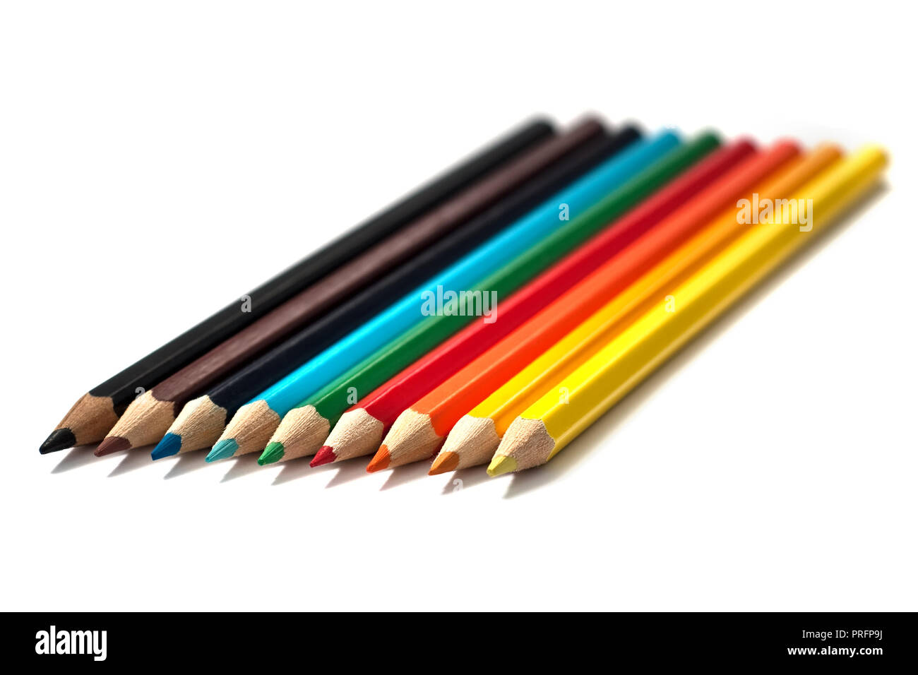 set of color pencils isolated on white background Stock Photo - Alamy