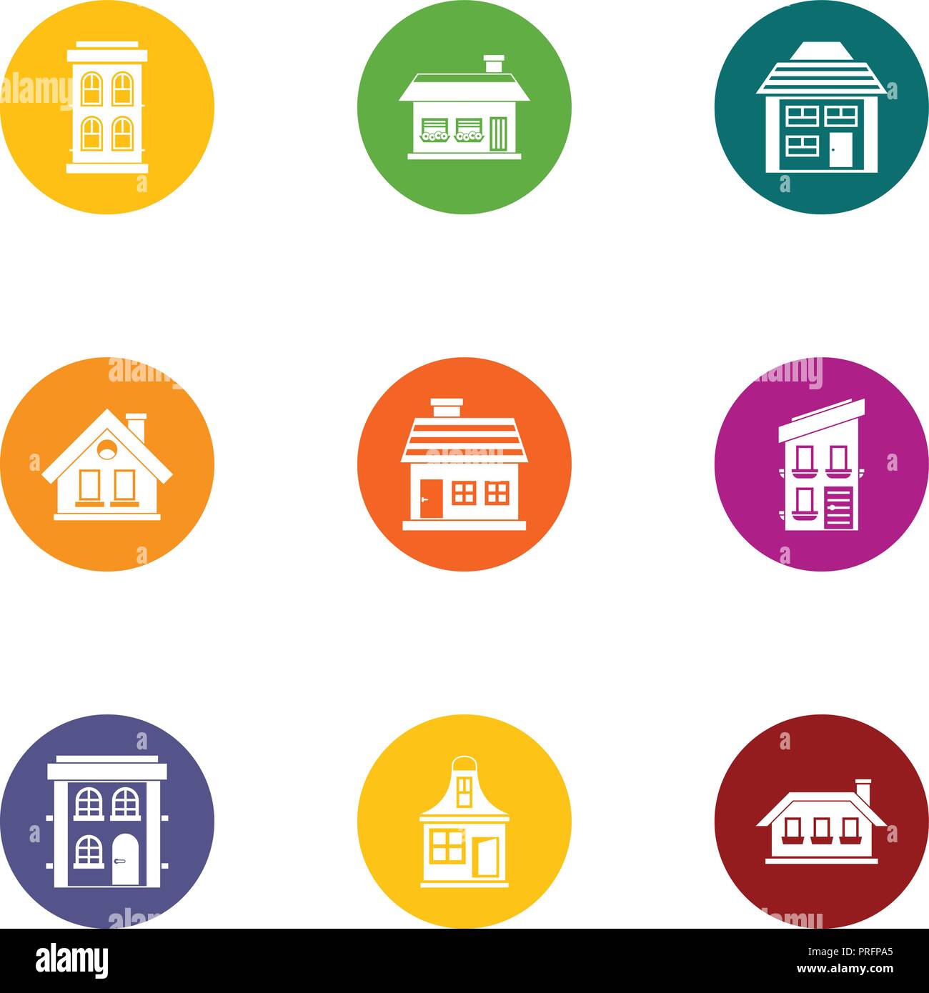 Residential buildind icons set, flat style Stock Vector Image & Art - Alamy
