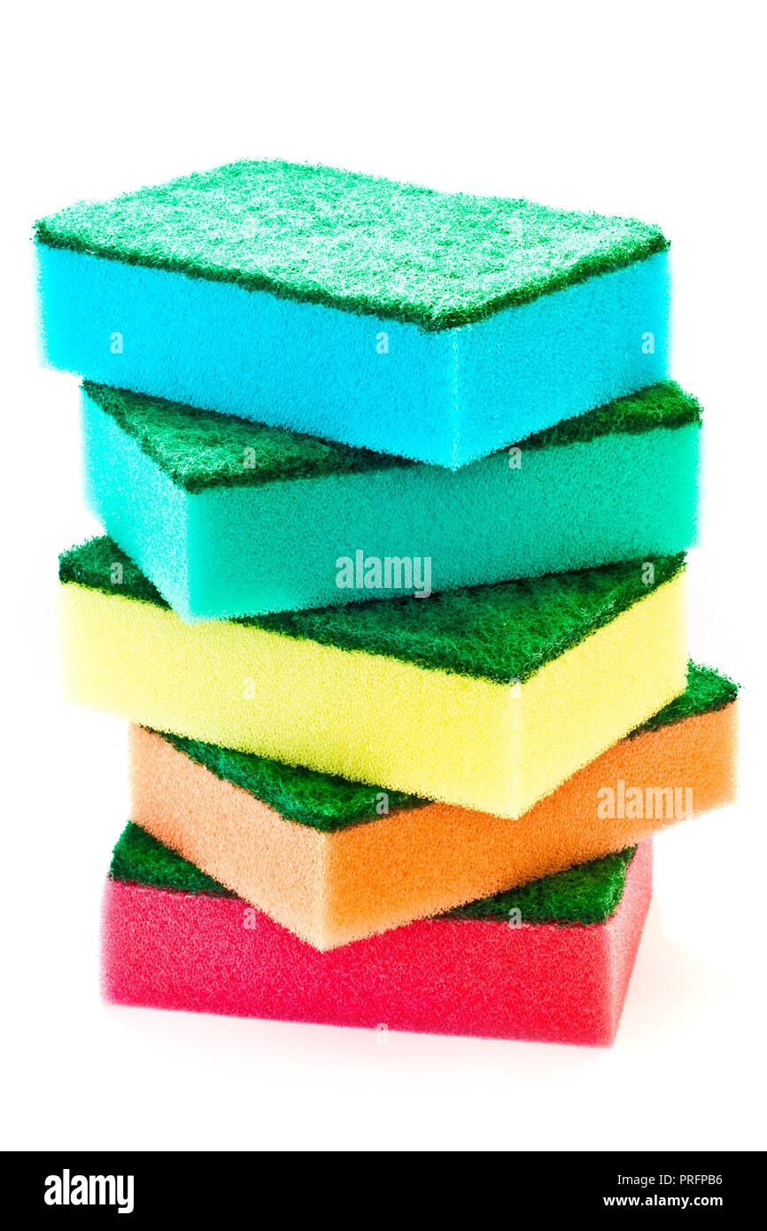color sponges isolated on a white background Stock Photo - Alamy
