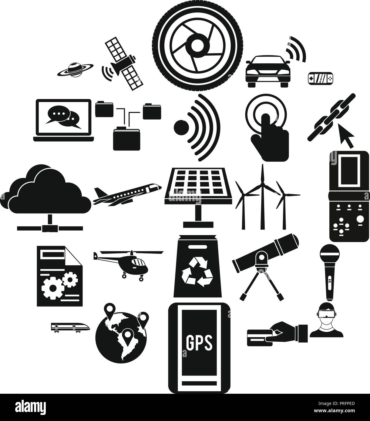 Wireless technology icons set, simple style Stock Vector Image & Art ...