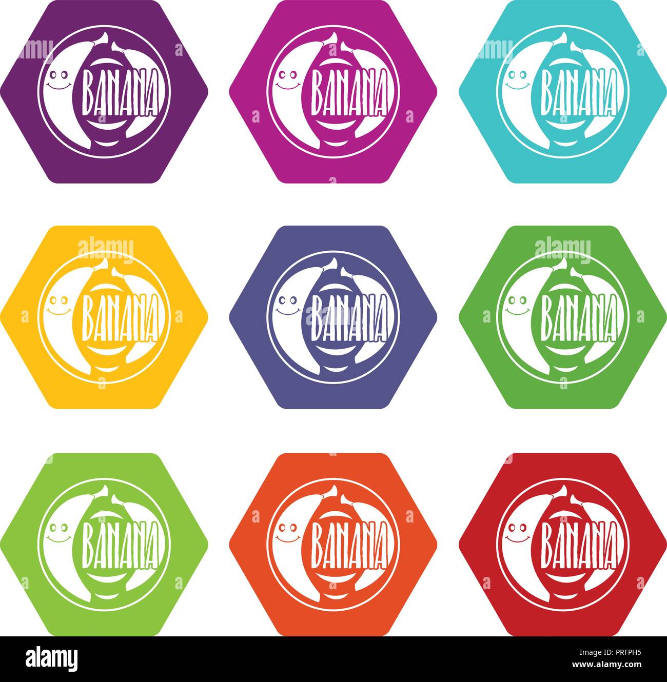 Banana icons set 9 vector Stock Vector Image & Art - Alamy