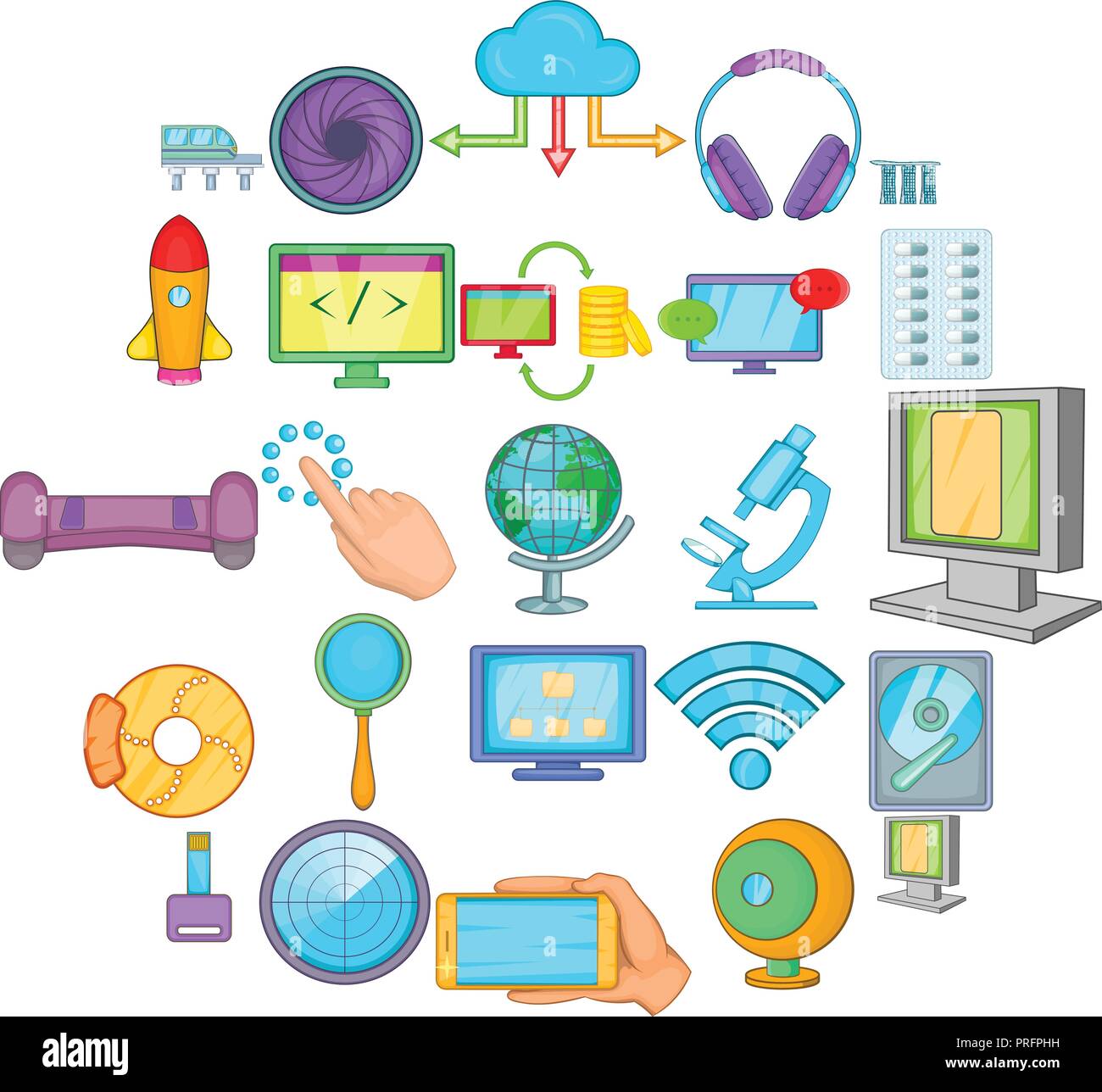 Tech icons set, cartoon style Stock Vector Image & Art - Alamy