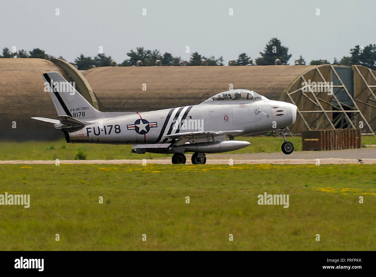 North American F-86A Sabre taking off from RAF Bentwaters, a United ...