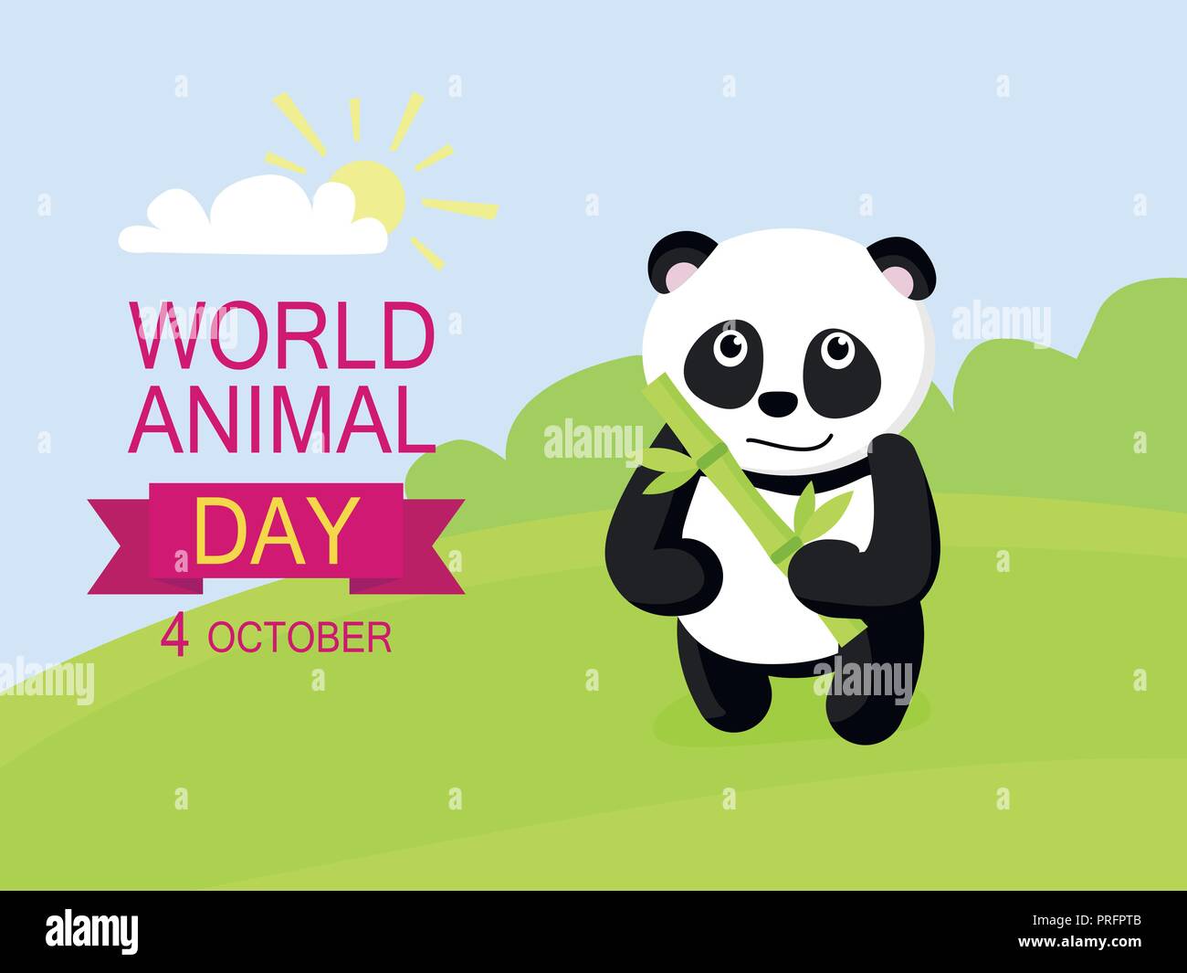 October animal day concept background, flat style Stock Vector Image ...