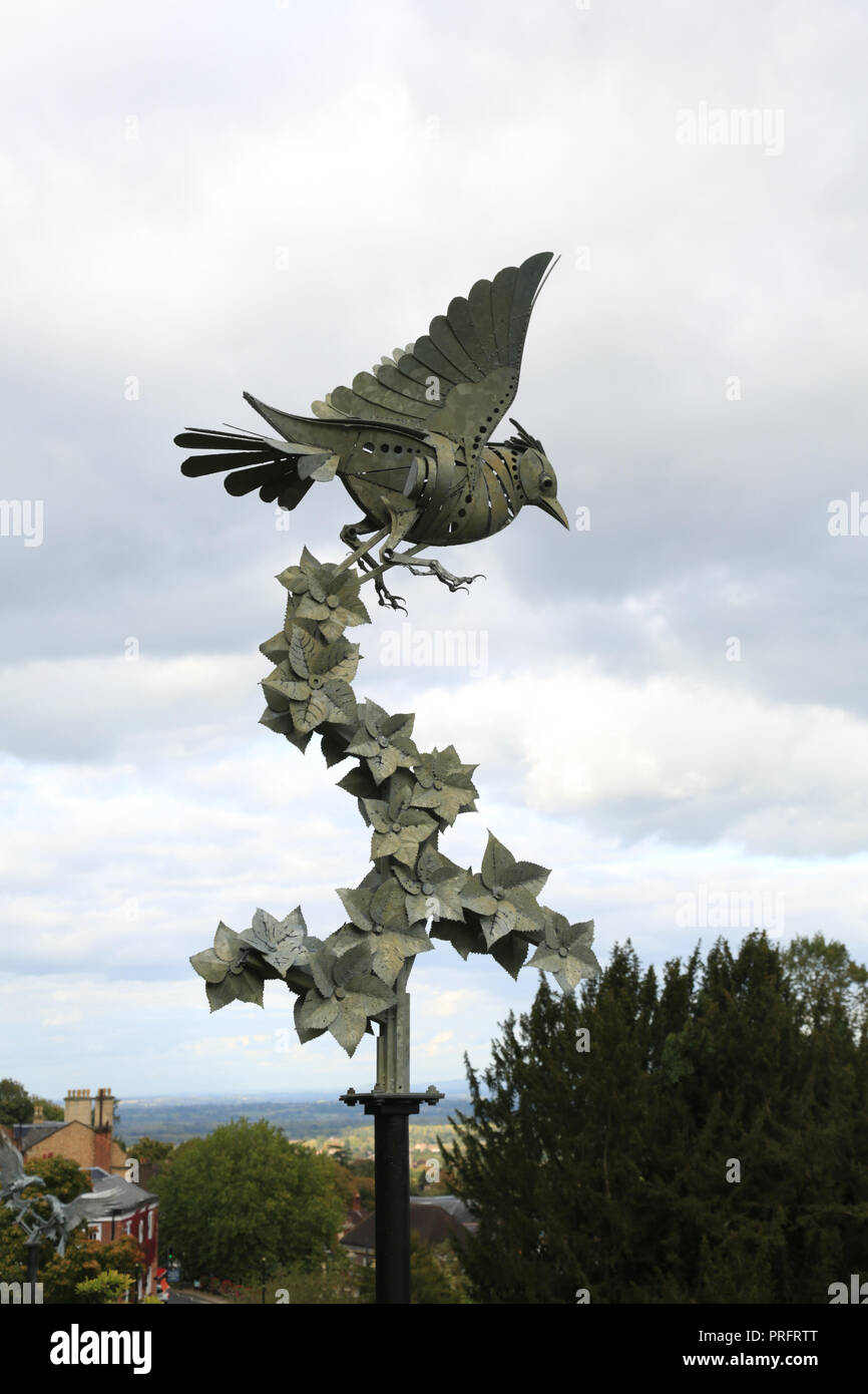 Lark ascending a metal sculpture by Walenty Pytel in Rose bank gardens ...