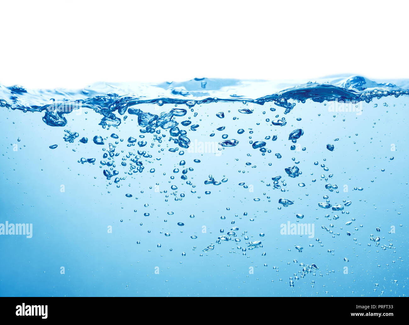 pure blue water with air bubbles on white background Stock Photo - Alamy