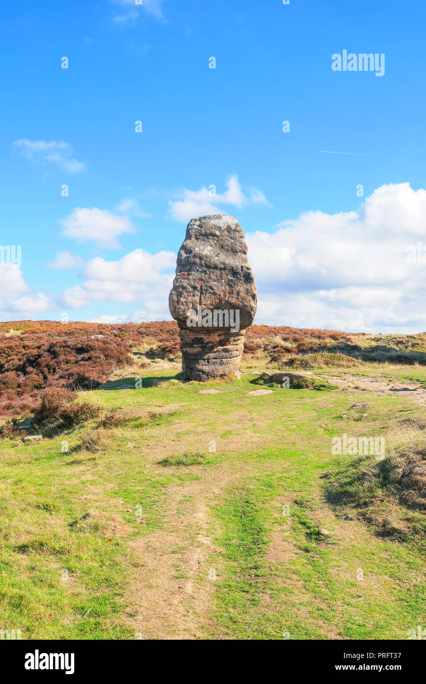 On Stanton Moor, near Birchover in the Derbyshire Dales, under a blue ...
