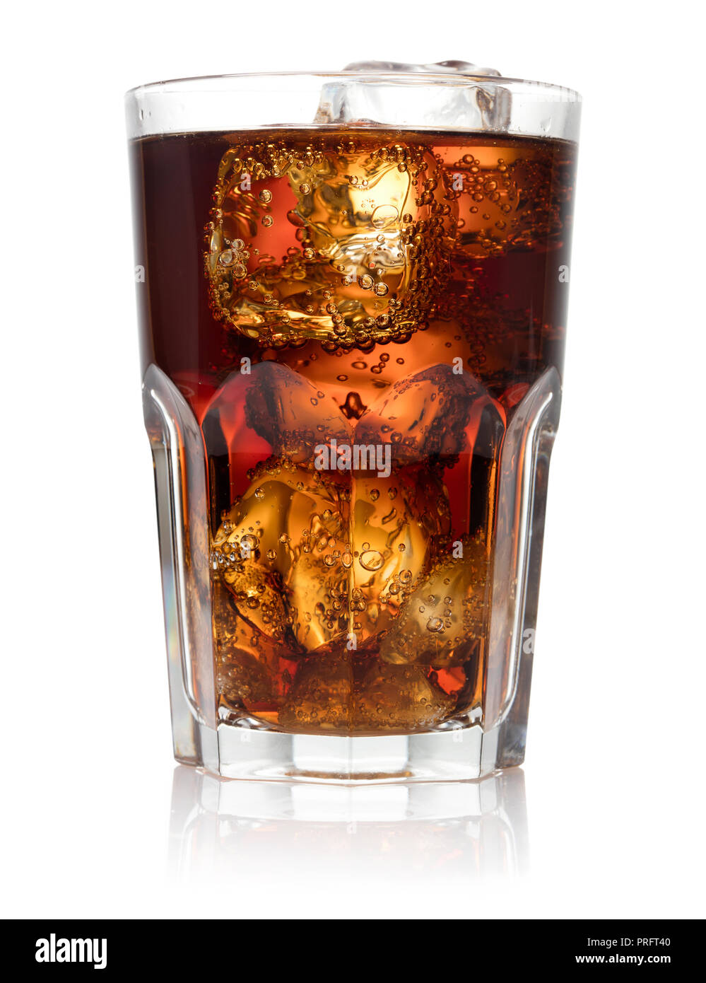 glass of cola with ice cubes isolated on white background Stock Photo ...
