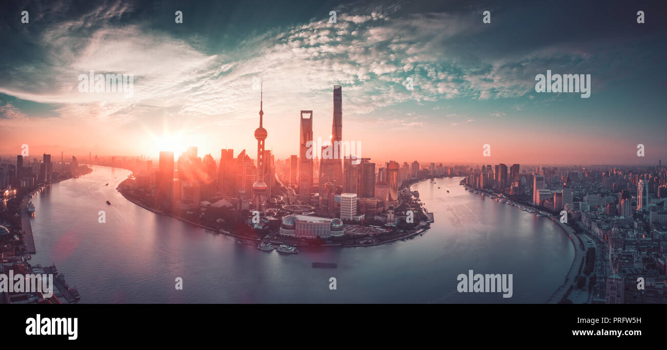 Shanghai aerial skyline hi-res stock photography and images - Alamy