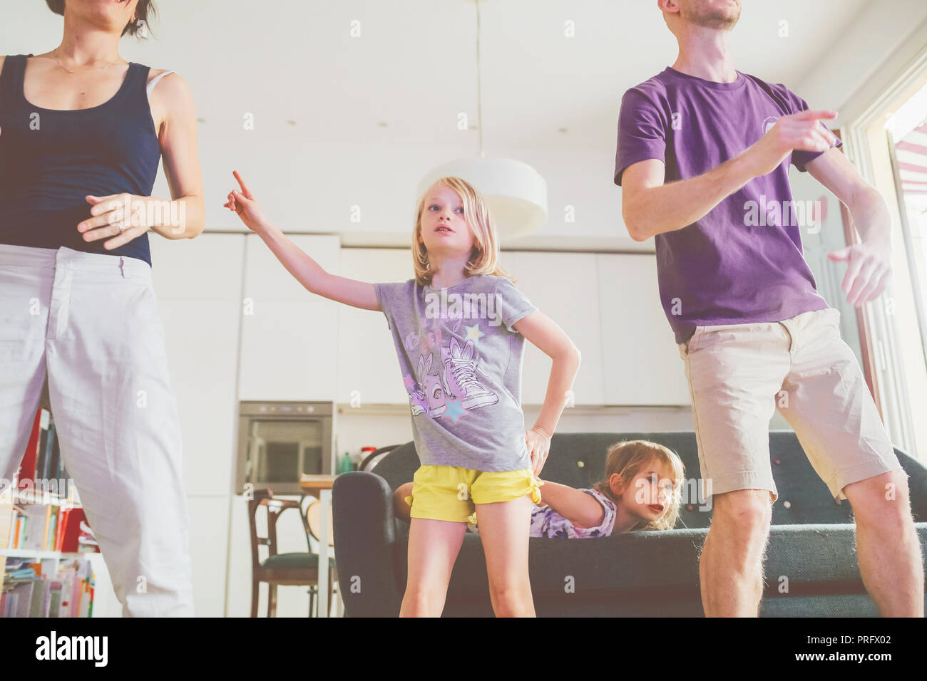 Family dancing at home mother father child hi-res stock photography and ...