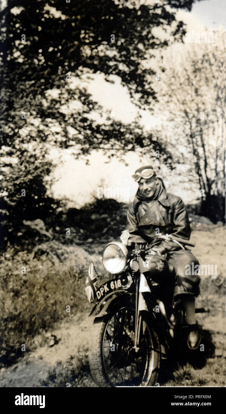 Man on a 1936 BSA Empire Star 500cc Clubman Model motorcycle circa 1936 ...