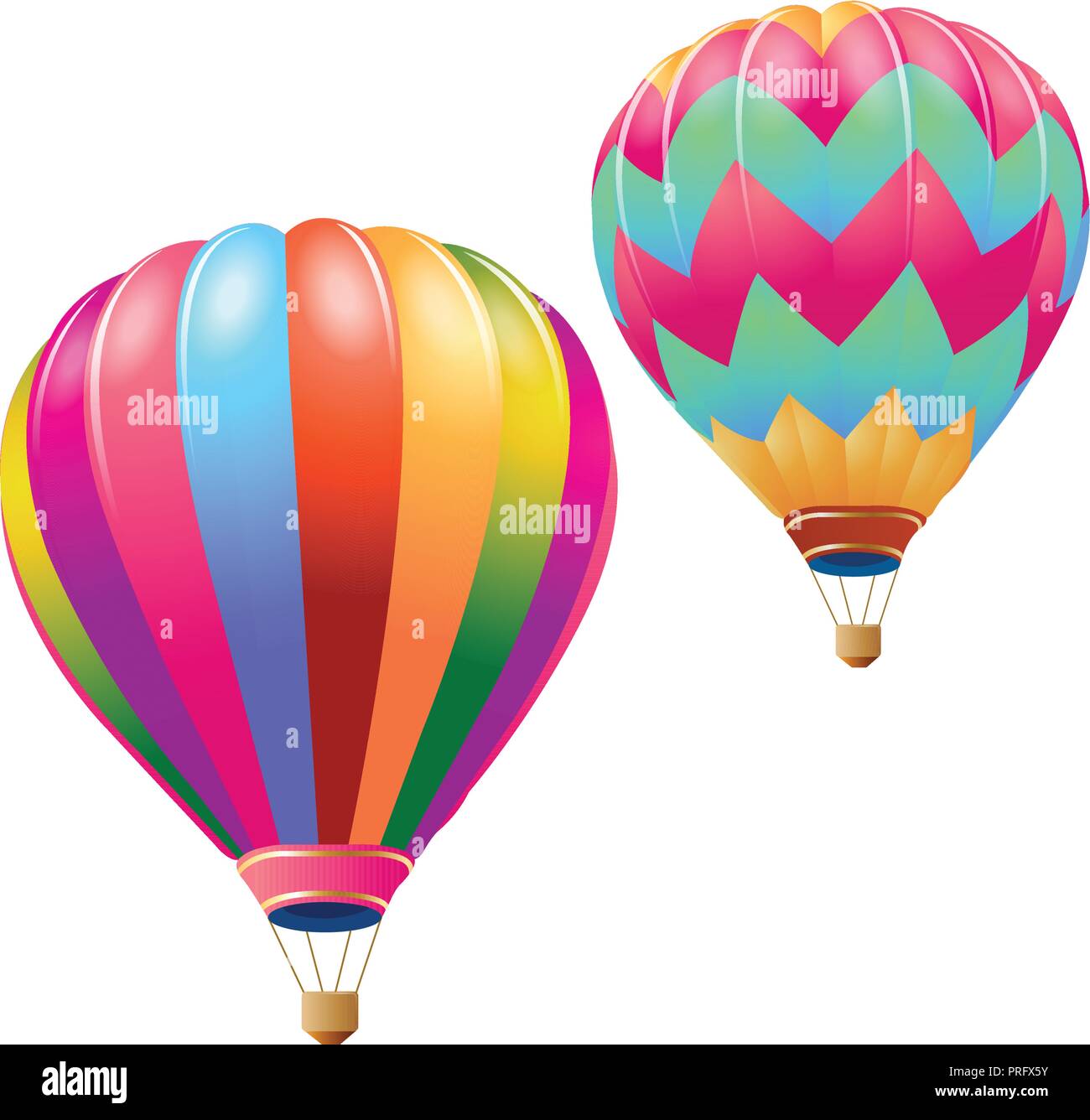 Colorful hot air balloons flying isolate on white background Stock ...